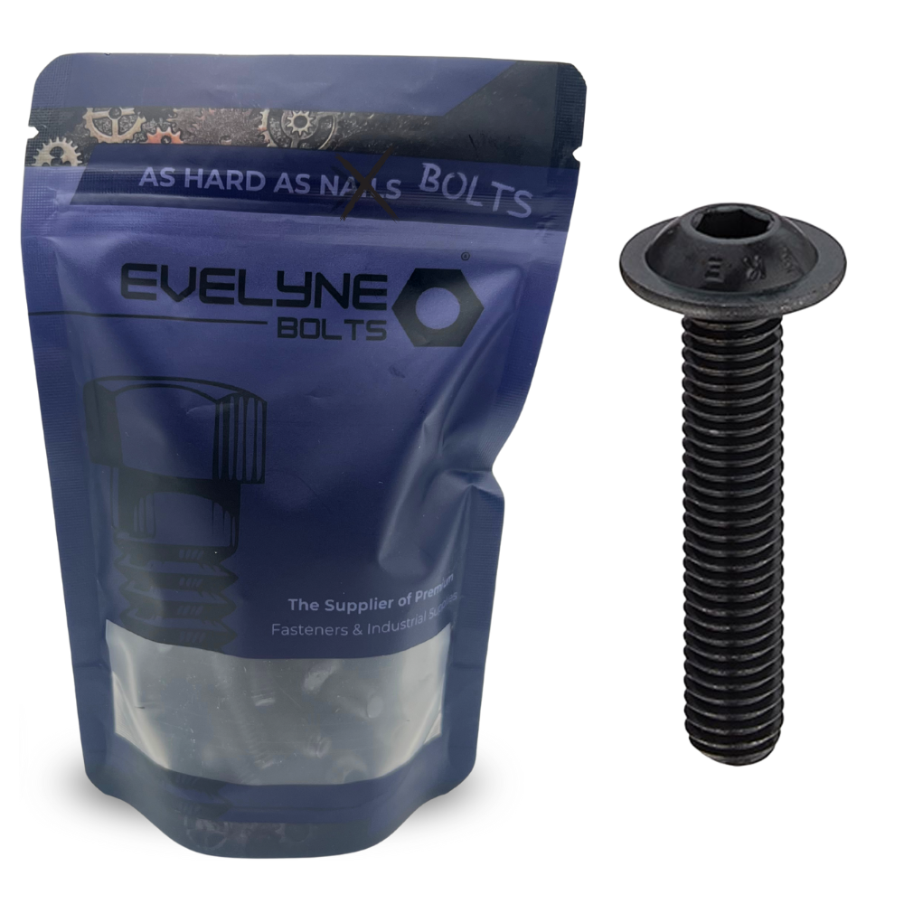 Black - Flanged Button Head - Socket Screw - M8x40 - Evelyne Bolts ...